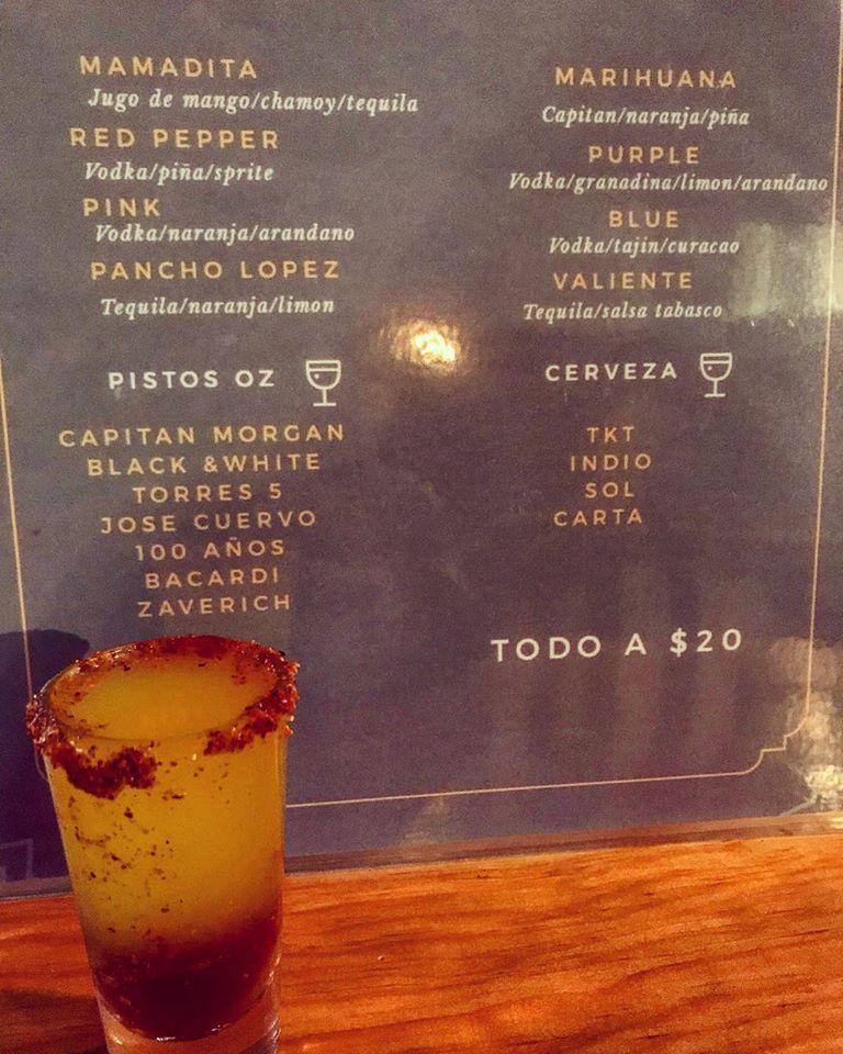 Menu at THE 20 AV. pub & bar, Parral