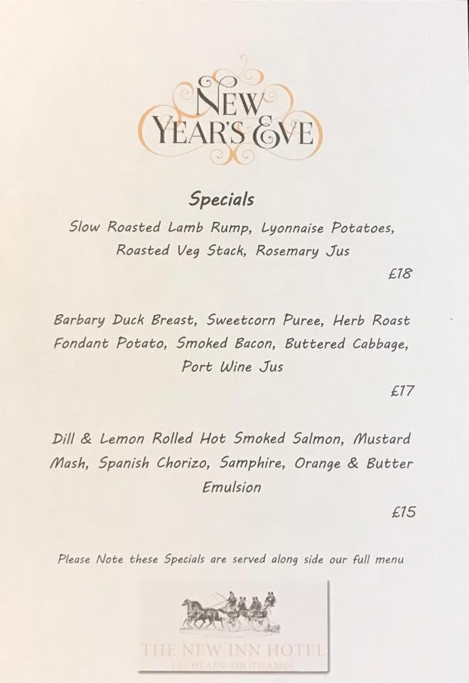 Menu at The New Inn Hotel pub & bar, Lechlade