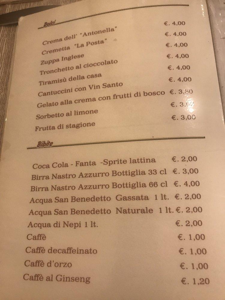 Menu da Trattoria 'La Posta' ristorante, Catabbio, Via G. Verdi