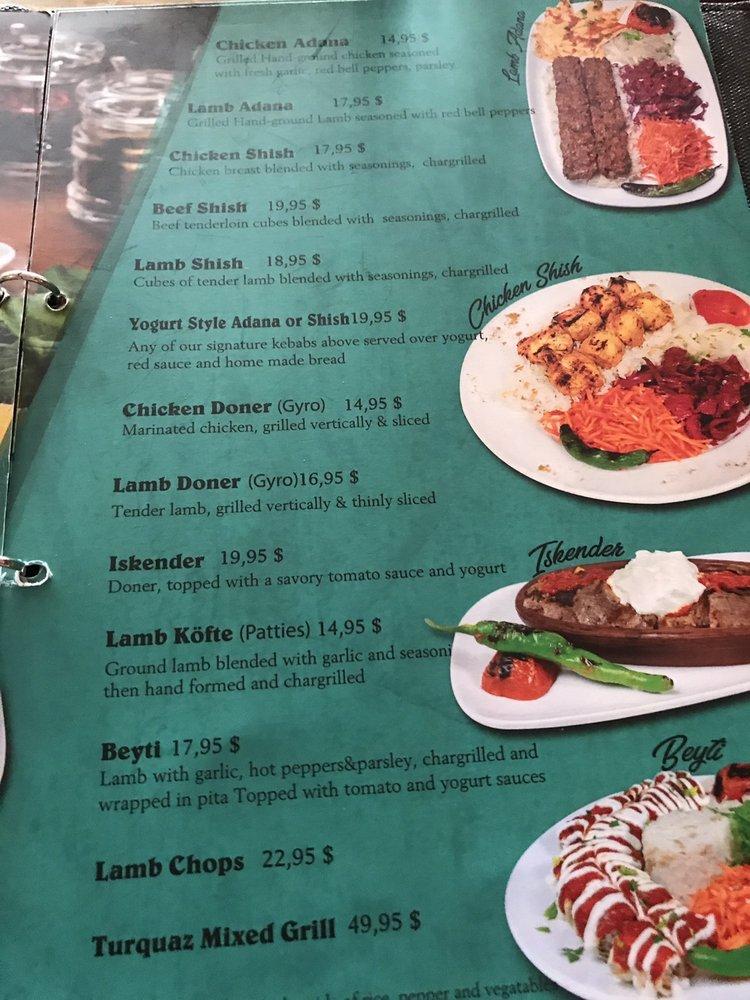 Menu at Turquaz Turkish Cuisine pub & bar, Orlando, International Dr