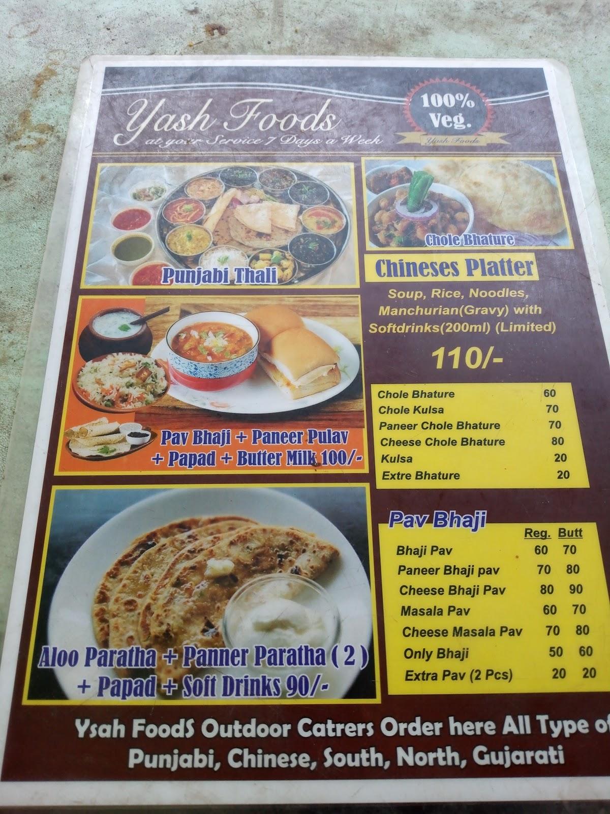 Menu at Yash Food Point & Cafe, Gandhinagar