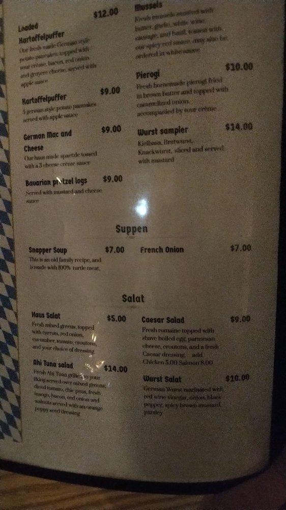 Menu at Best of the Wurst German Kitchen restaurant, Riverside
