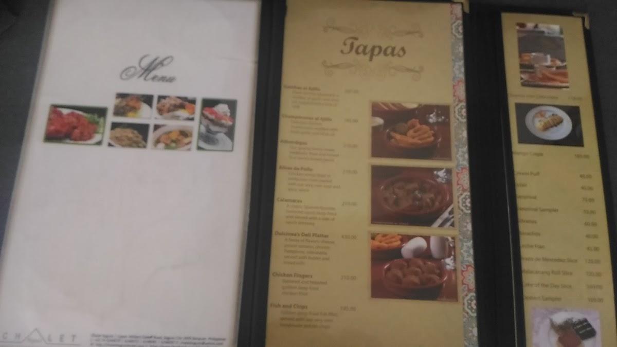 Menu at Dulcinea restaurant, Baguio
