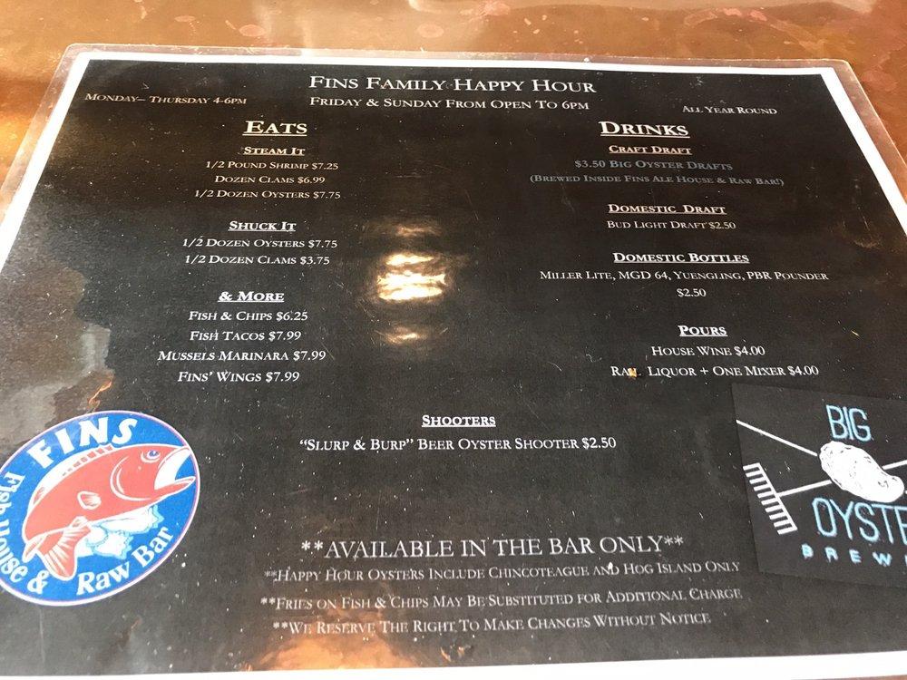 Menu at Fins Ale House and Raw Bar, Rehoboth Beach, 243 Rehoboth Ave