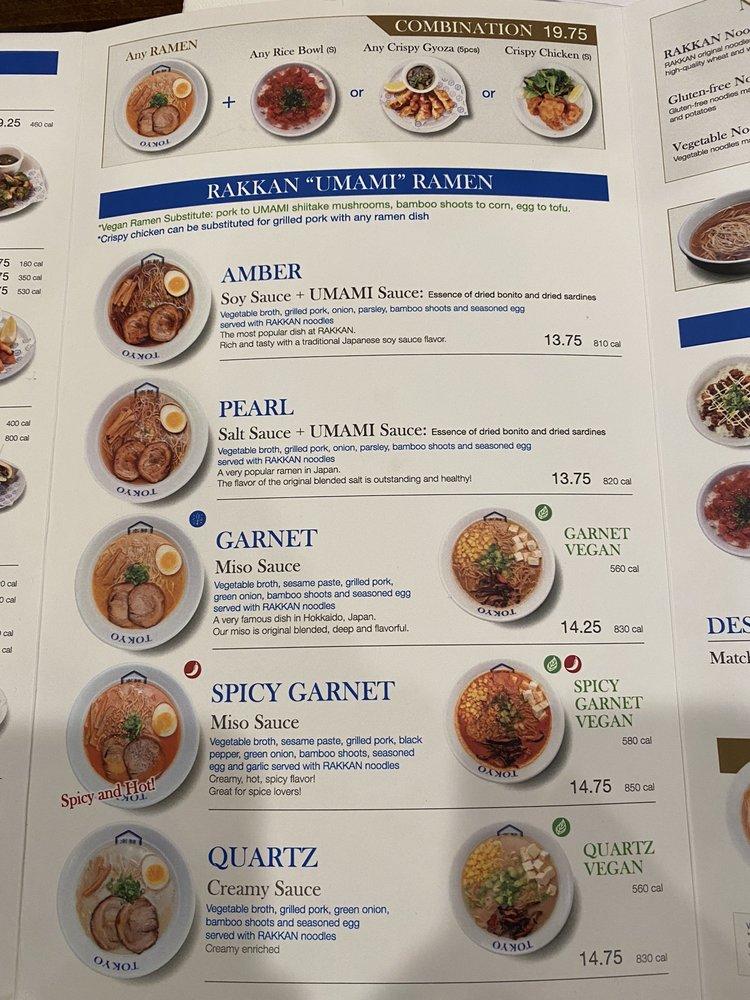 Menu at Rakkan Ramen restaurant, Boulder