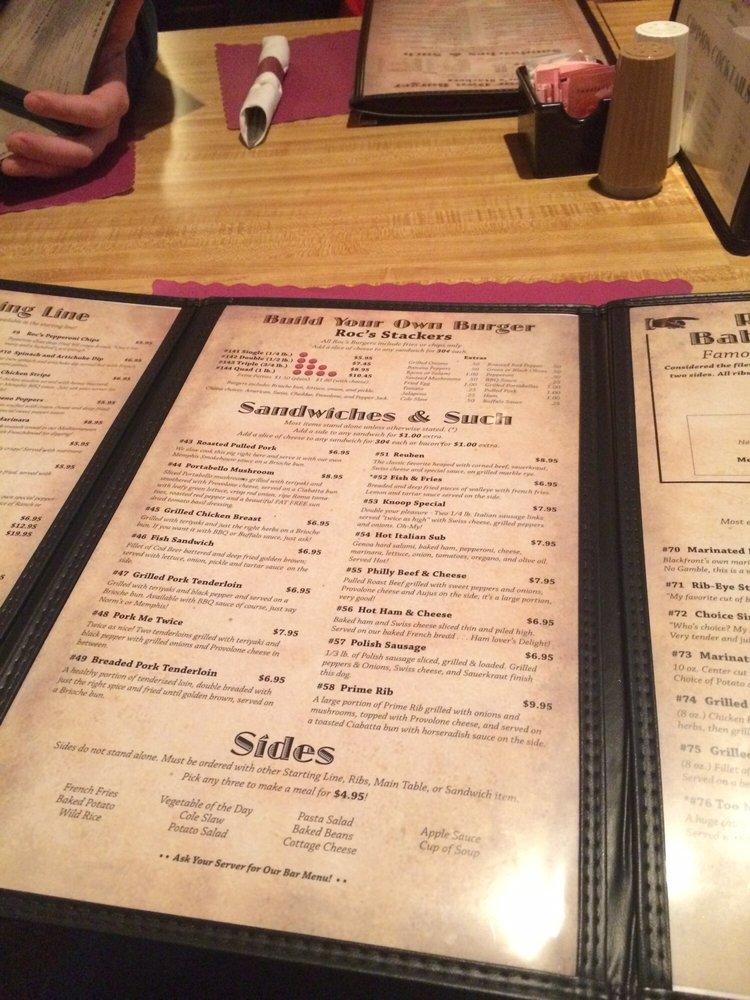 Menu at Roc's Blackfront Tavern & Grill pub & bar, Charleston