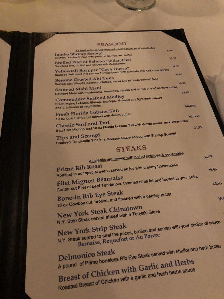 Menu at The Commodore Steak & Lobster House pub & bar, Key West
