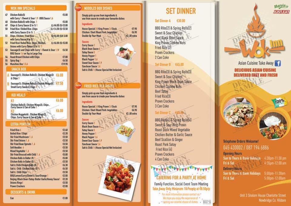 Menu at Yummy Yaki restaurant, Newbridge