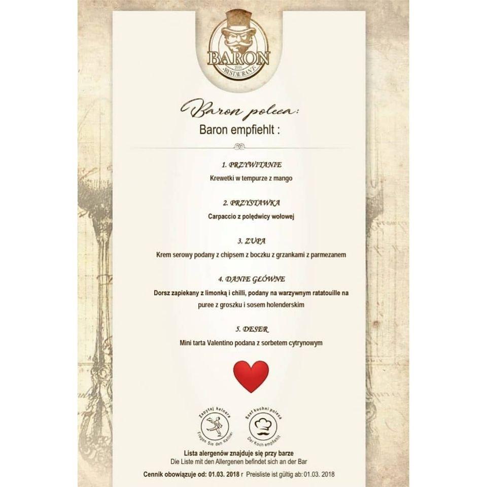 Menu at Baron Pub & Restaurant, Miedzyzdroje