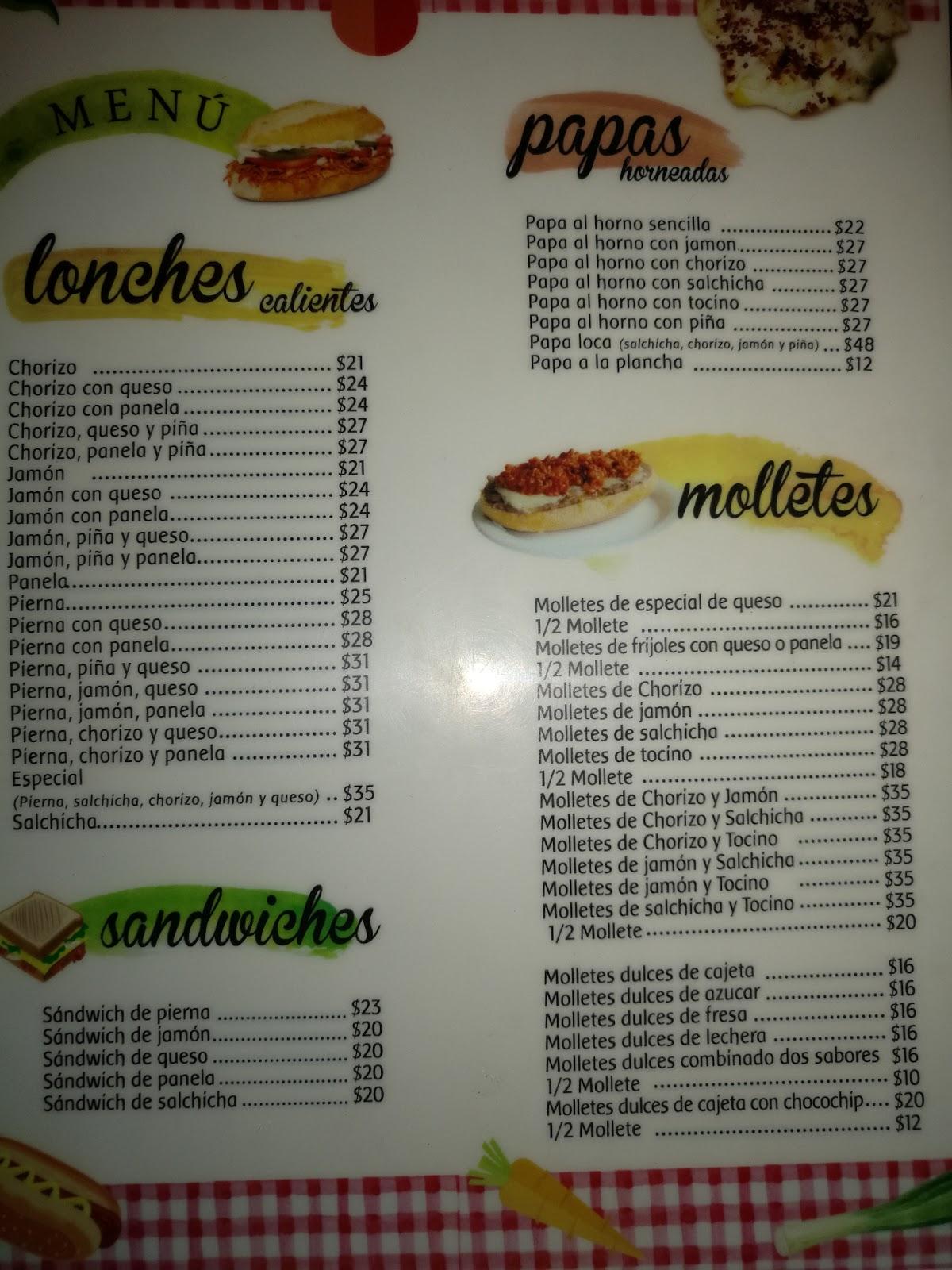 Menu at Lonches y Papas La Disti restaurant, Guadalajara