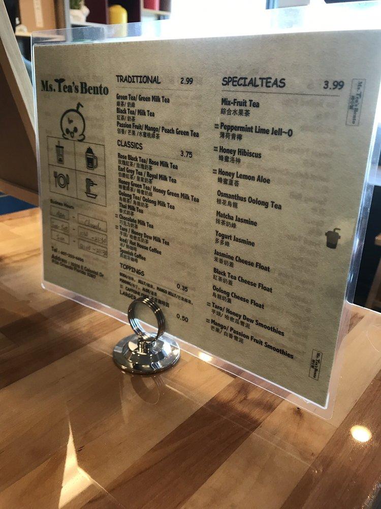 Menu at Ms Tea's Bento restaurant, Union Park