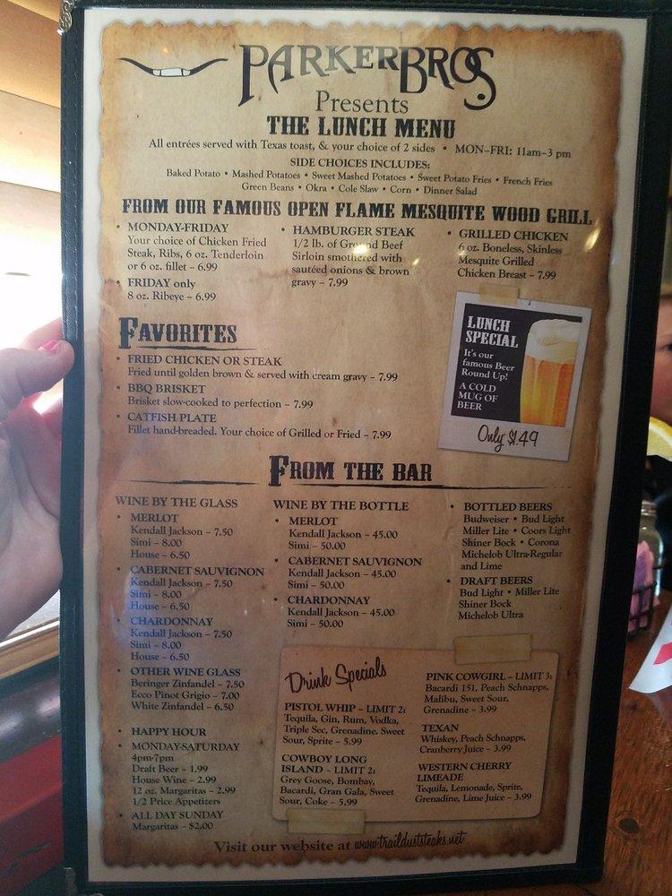 Menu at Parker Brothers Traildust Steakhouse, Sanger