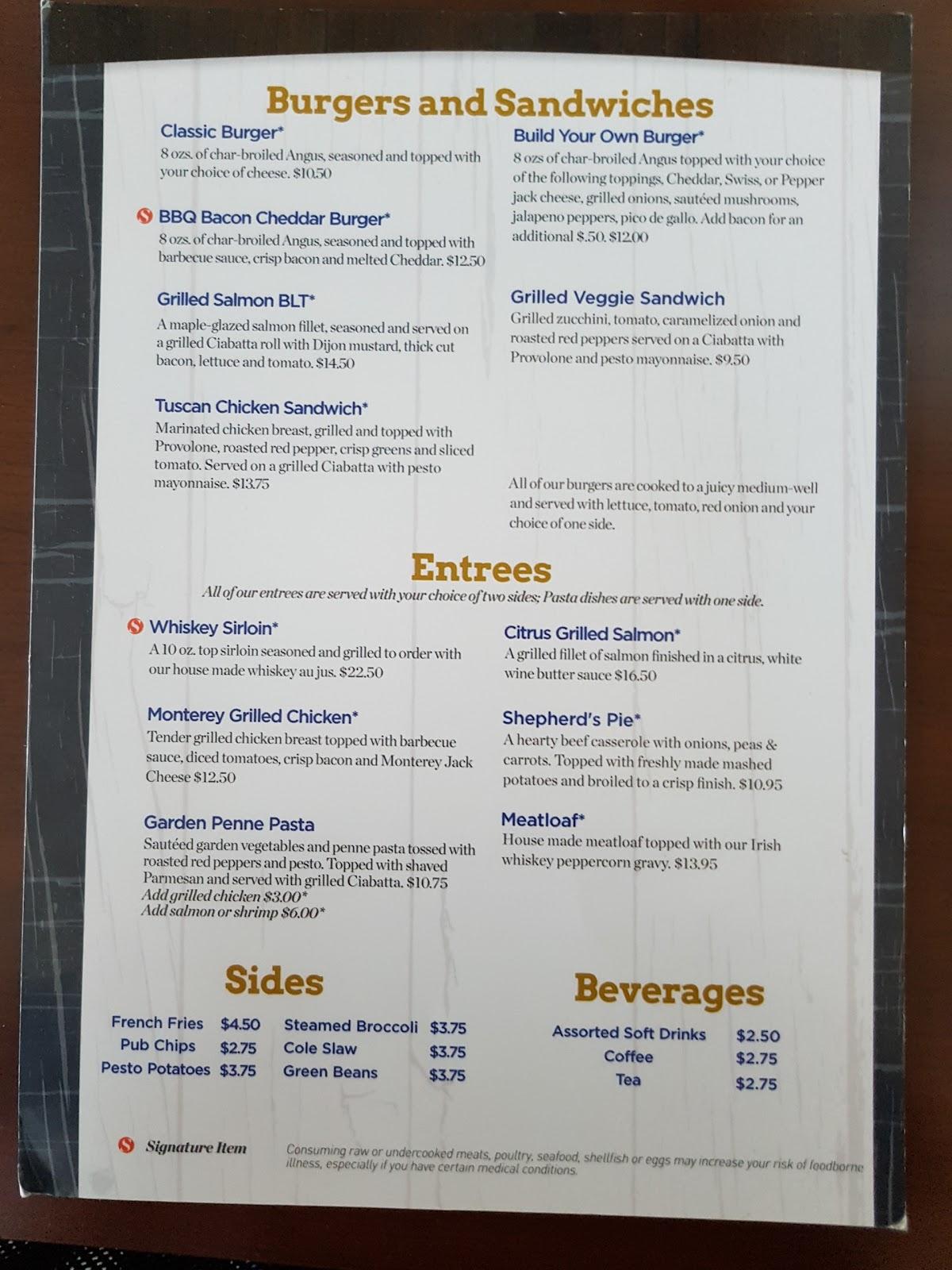 Menu at Pub 4100, Raleigh