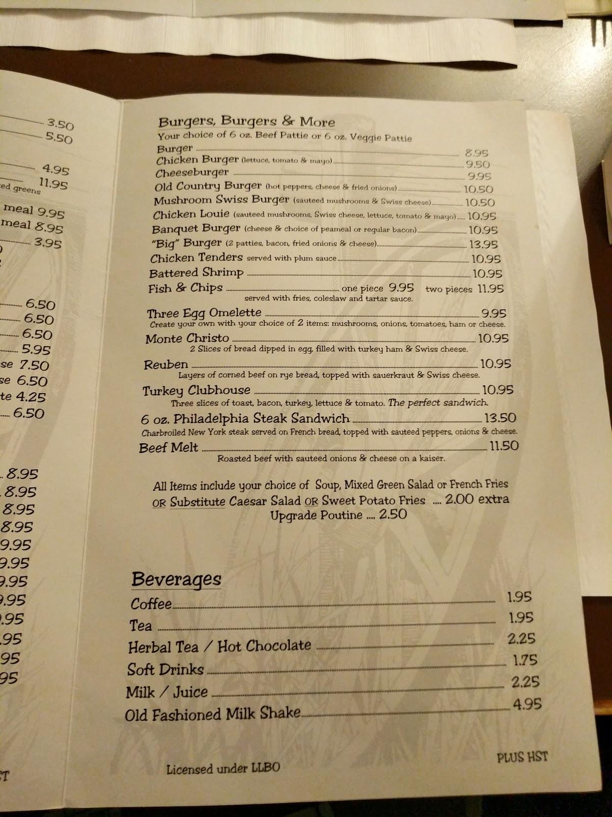 Menu at The Old Country Restaurant, New Hamburg