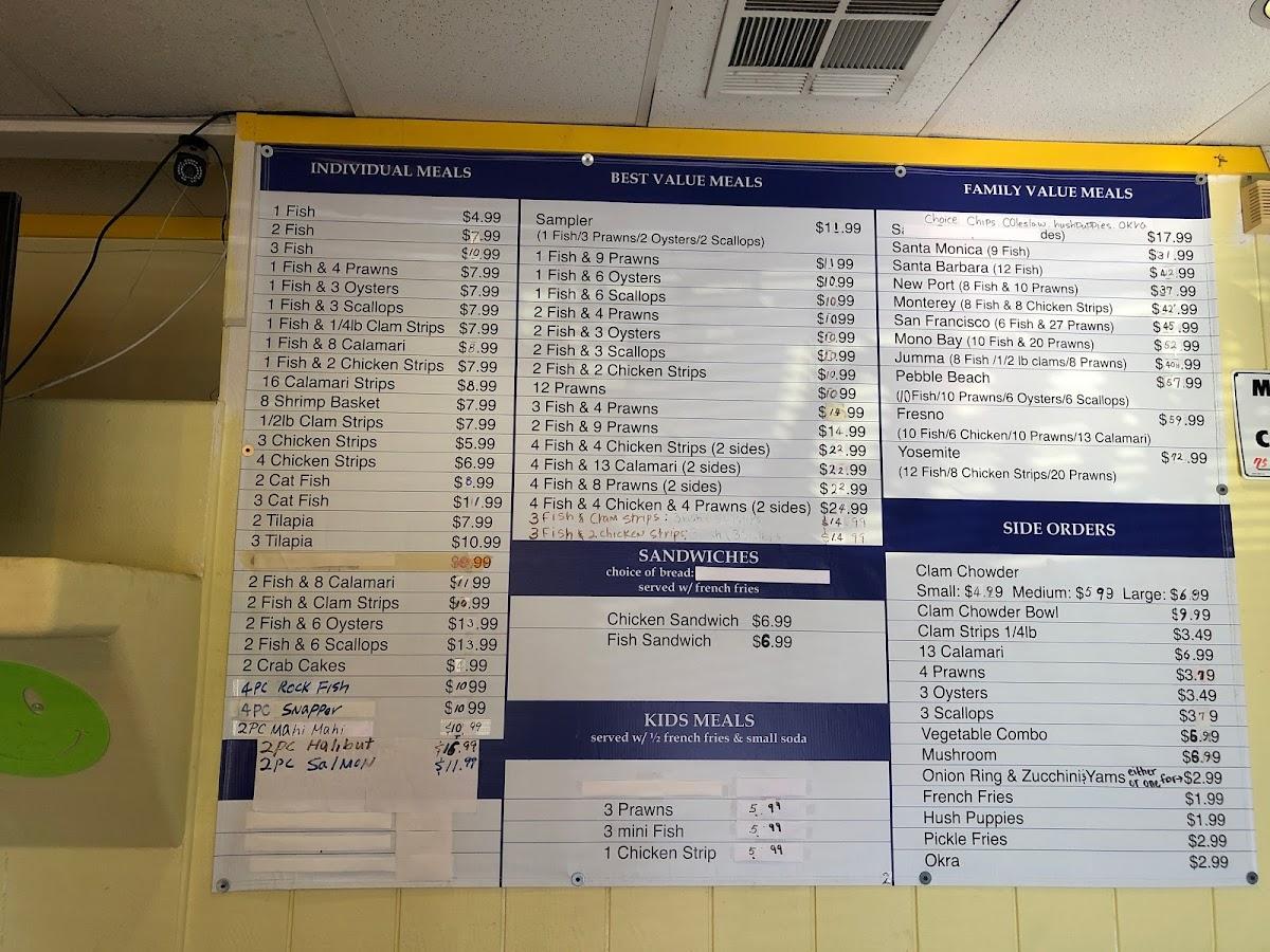 Menu at West Coast Fish N' Chips restaurant, Fresno, N Fresno St
