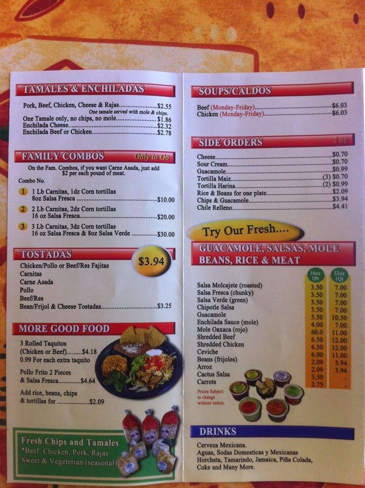 Menu at El Nopalito Restaurant, Encinitas, 582 Santa Fe Dr