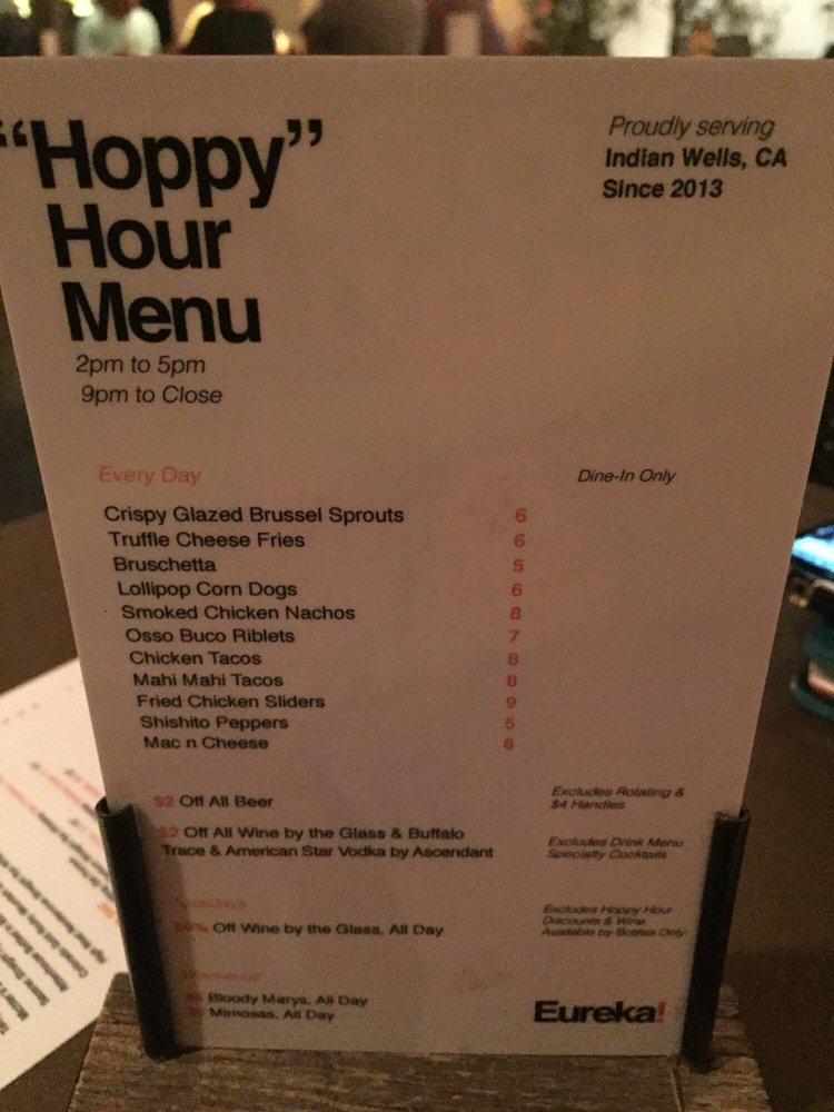 Menu at Eureka! restaurant, Indian Wells