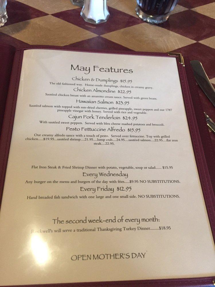 Menu at Rockwell's Red Lion Restaurant, Elizabeth