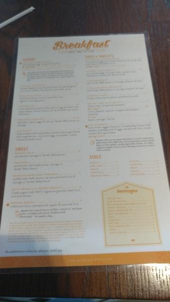 Menu at The Joy Bus Diner restaurant, Phoenix