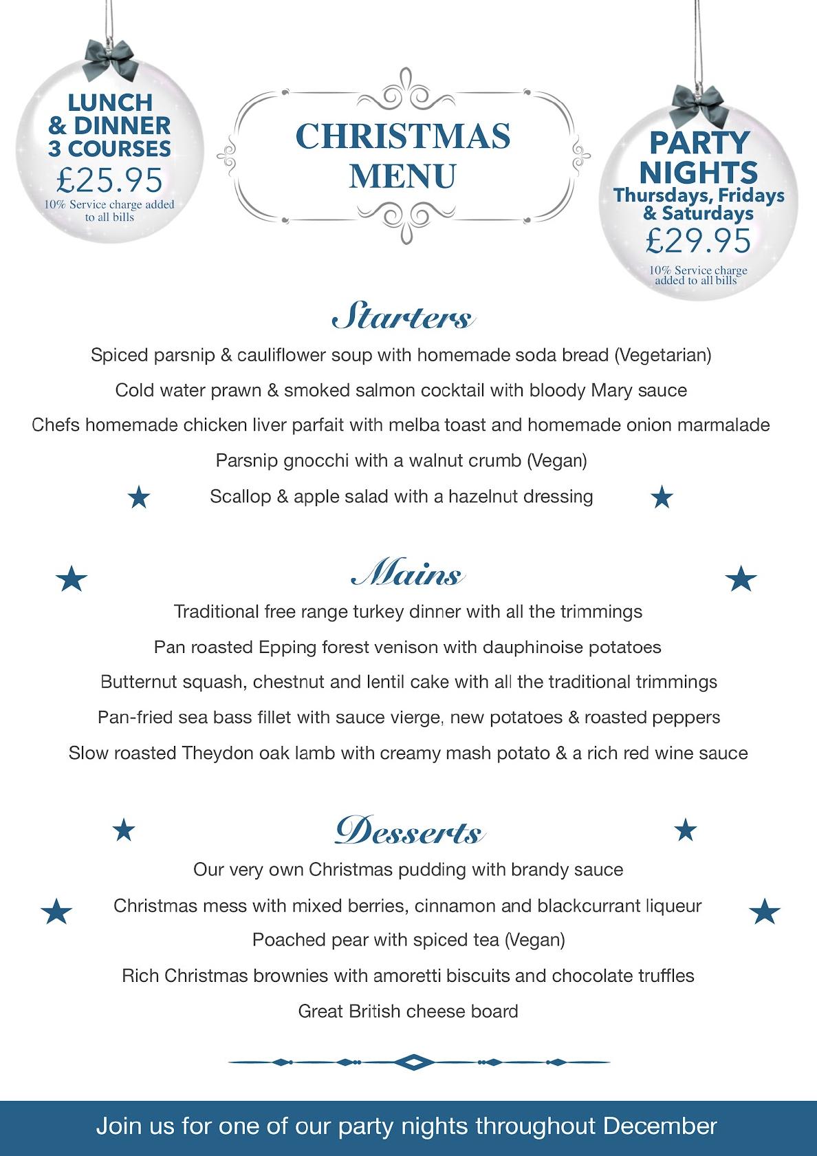 Menu at Theydon Oak Village Pub & Dining, Epping