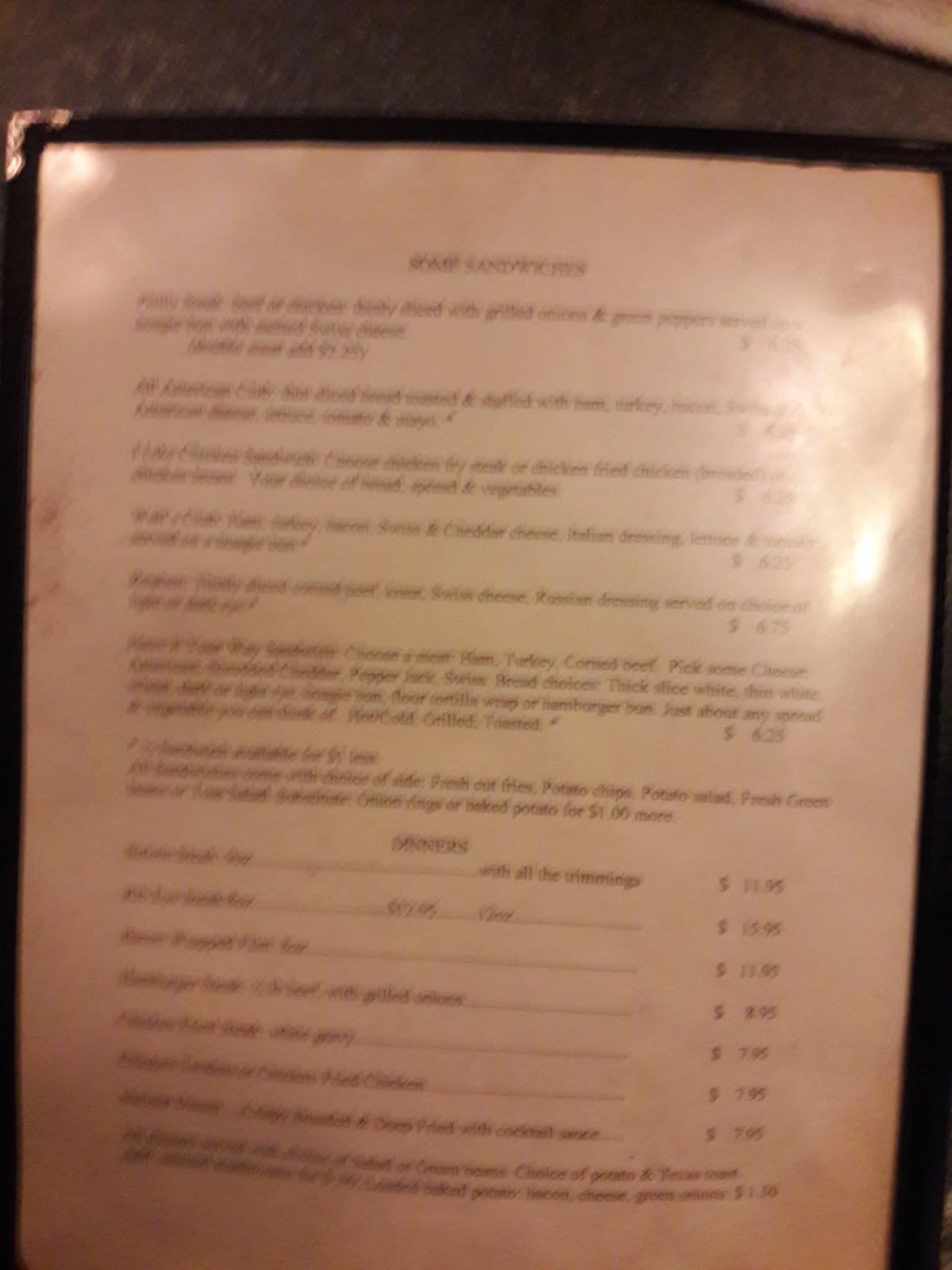 Menu at Walt's All American Bar, Wichita