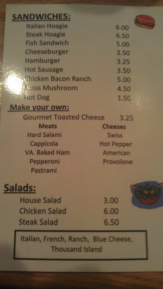 Menu at Bachelors II restaurant, USA
