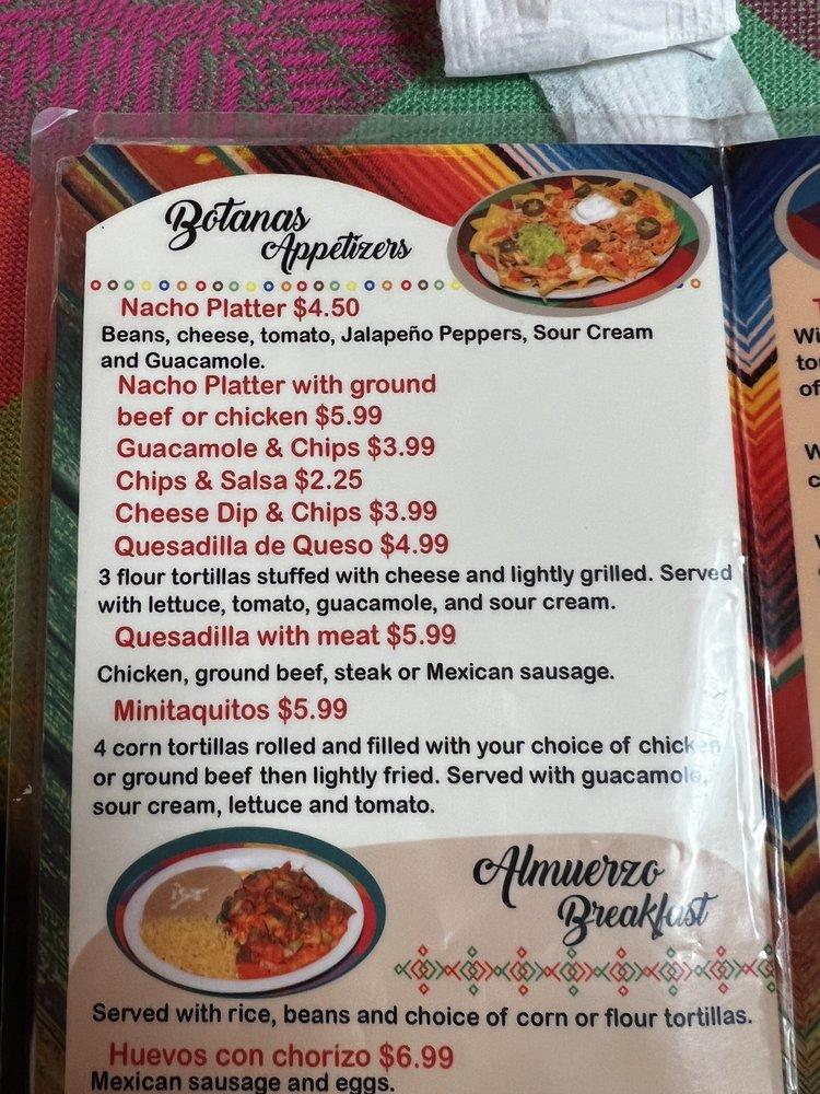 Menu at El Burrito Loco restaurant, Burlington