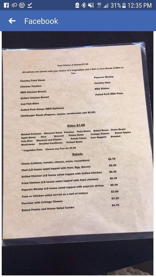 Menu at Grayson Restaurant, Wytheville