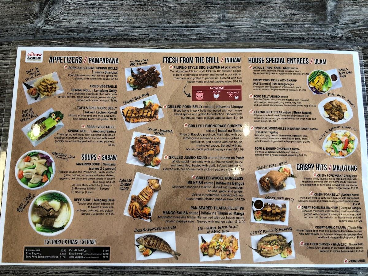 Menu at Inihaw Avenue Filipino Kitchen BBQ, Irving