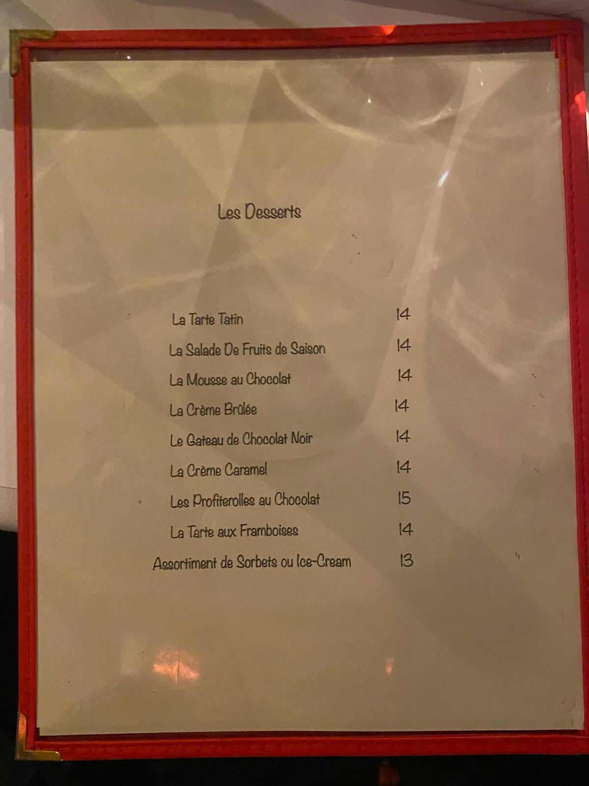 Carta del restaurante Le Charlot, West New York, 19 E 69th St