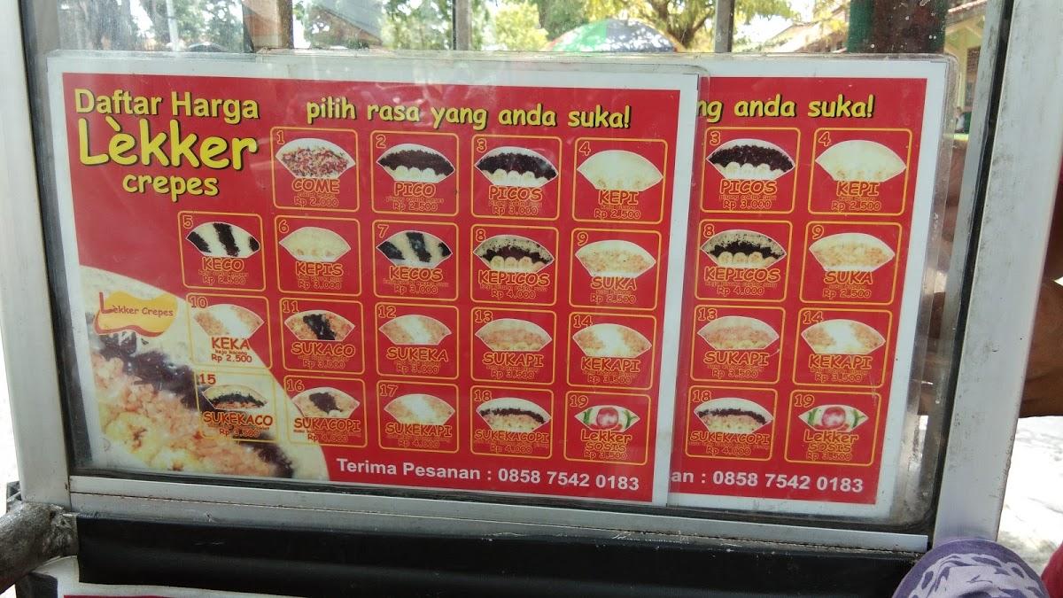 Menu at Lekker Crepes restaurant, Jepara