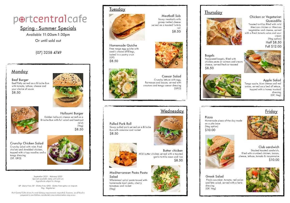 Menu at Port Central Cafe, Port Of Brisbane