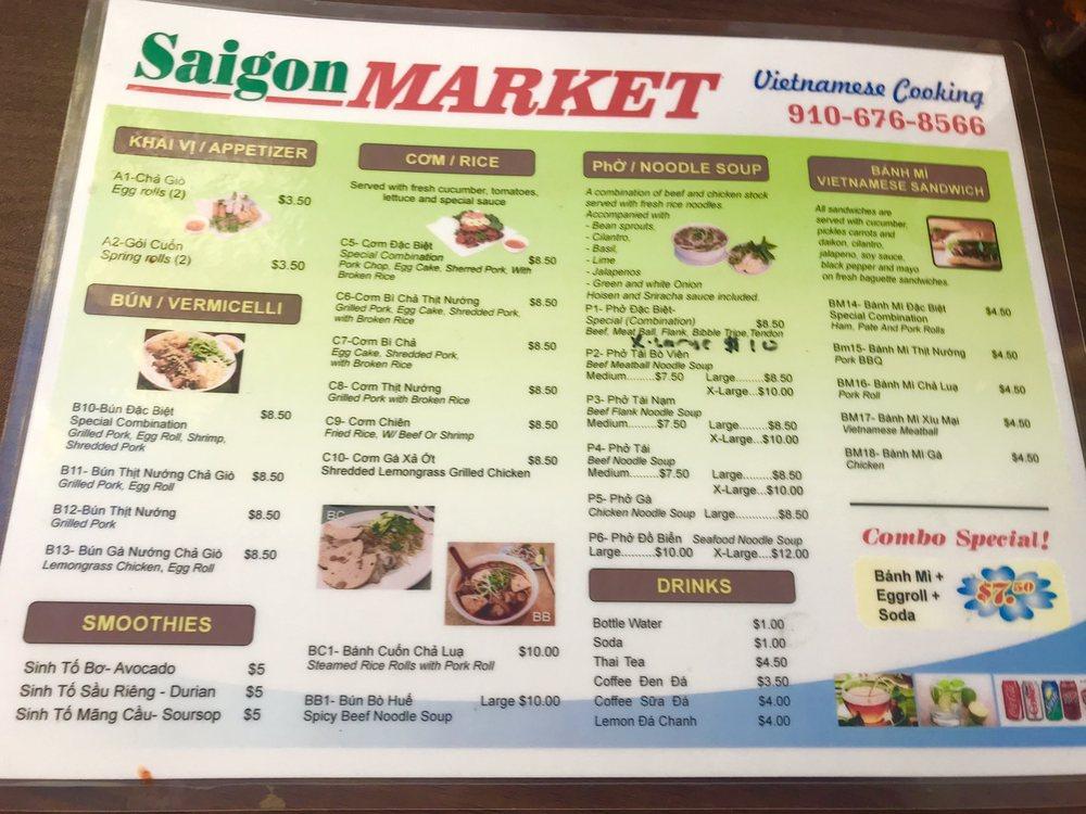 Menu at Saigon Market LLC restaurant, Fayetteville