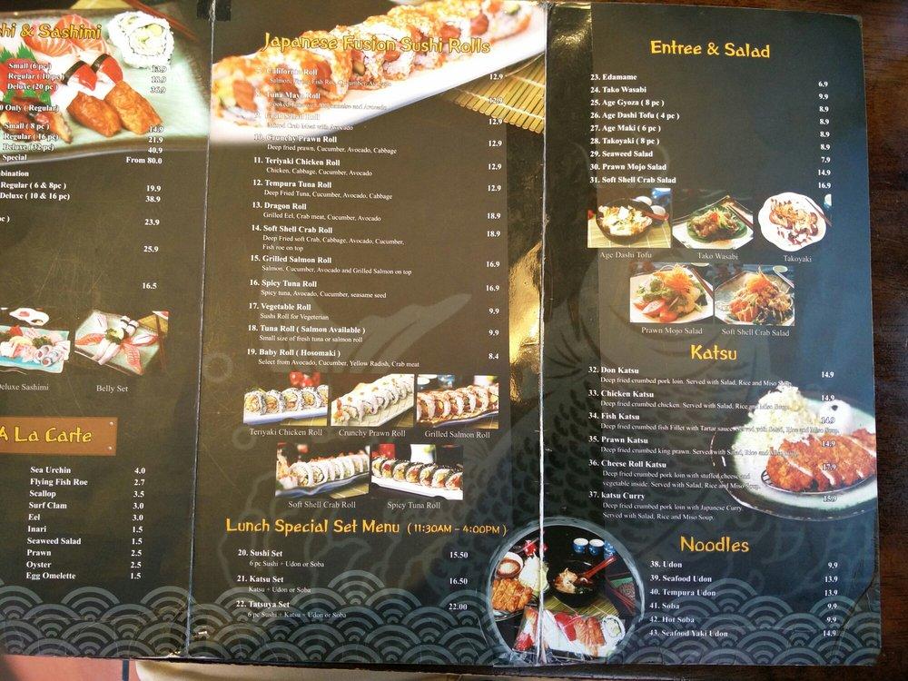 Menu at Tatsuya West Ryde restaurant, West Ryde