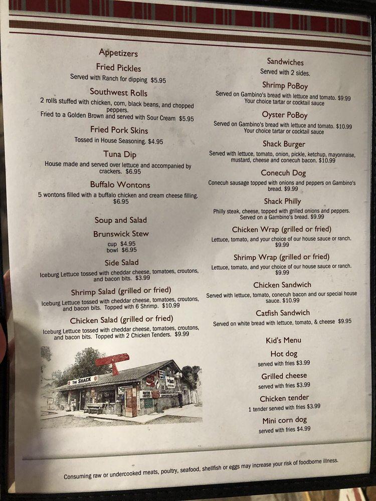 Menu at The Shack restaurant, Evergreen, 77 Liberty Hill Pl