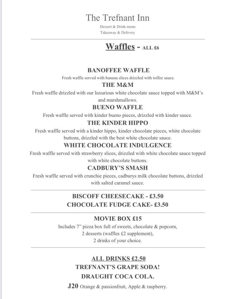 Menu at Coultons bar & grill @ The Trefnant, Denbigh