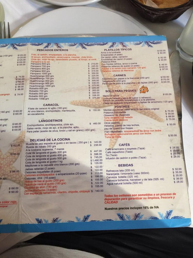 Carta del restaurante Mariscos Villa Rica Mocambo, Boca del Río, Calle ...