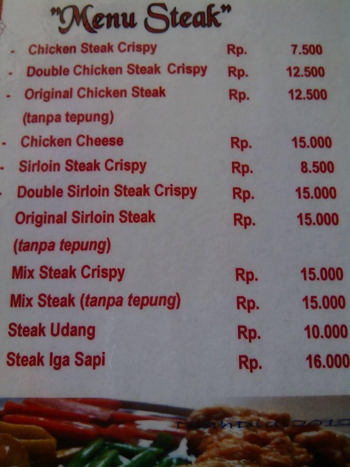Menu at Villa Steak steakhouse, Surakarta, yghn⁵ gb