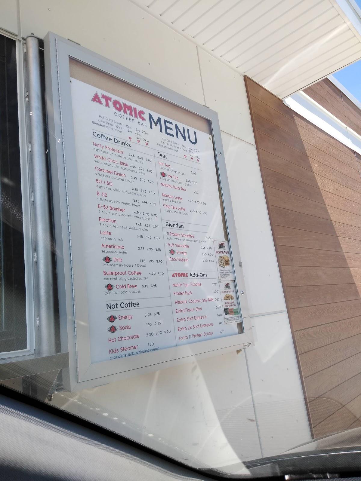 Menu at Atomic Coffee Bar, Bettendorf
