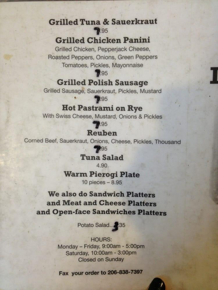 Menu at George's Sausage and Delicatessen restaurant, Seattle