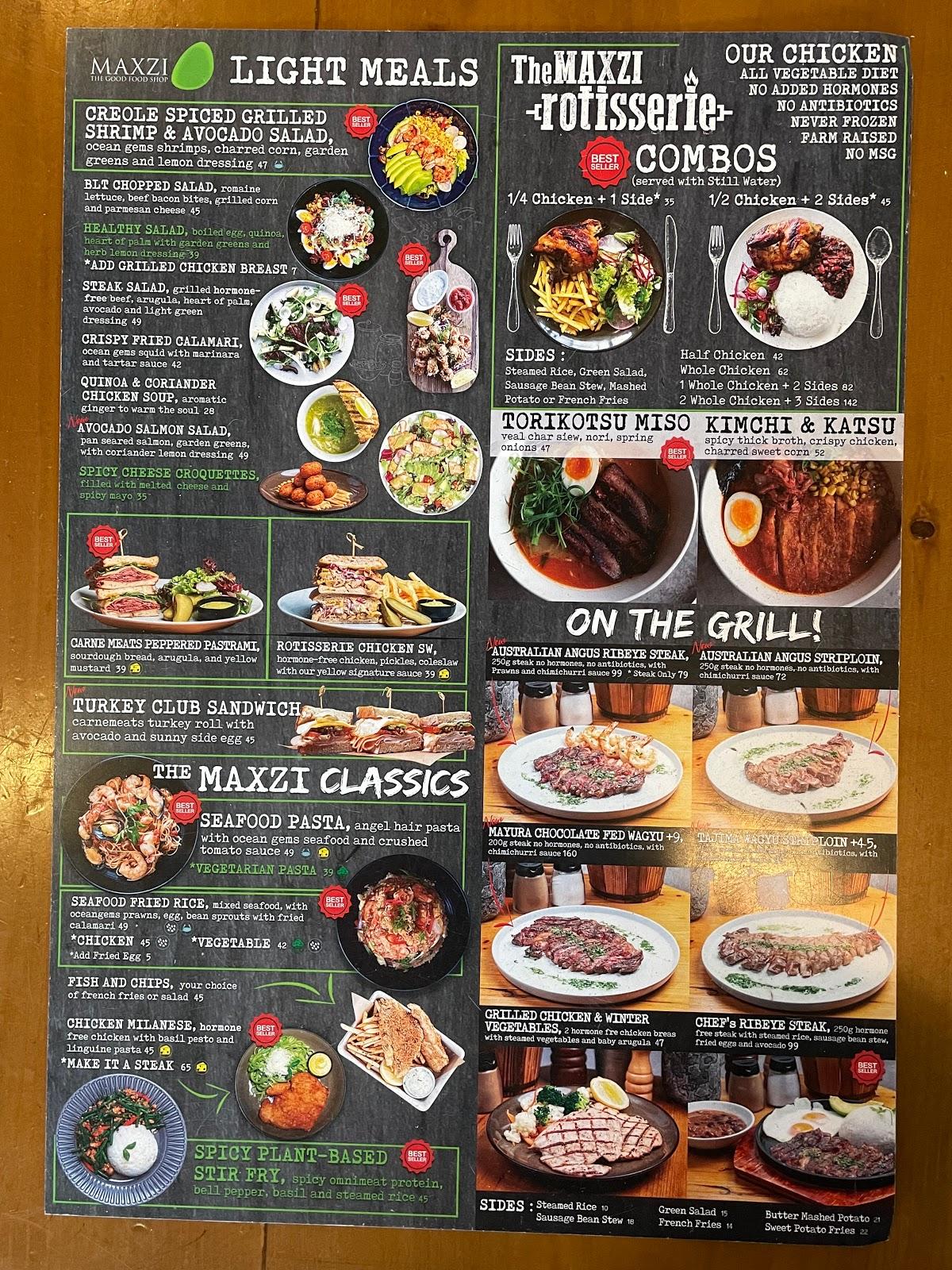 Menu at Maxzi The Good Food Shop restaurant, Dubai