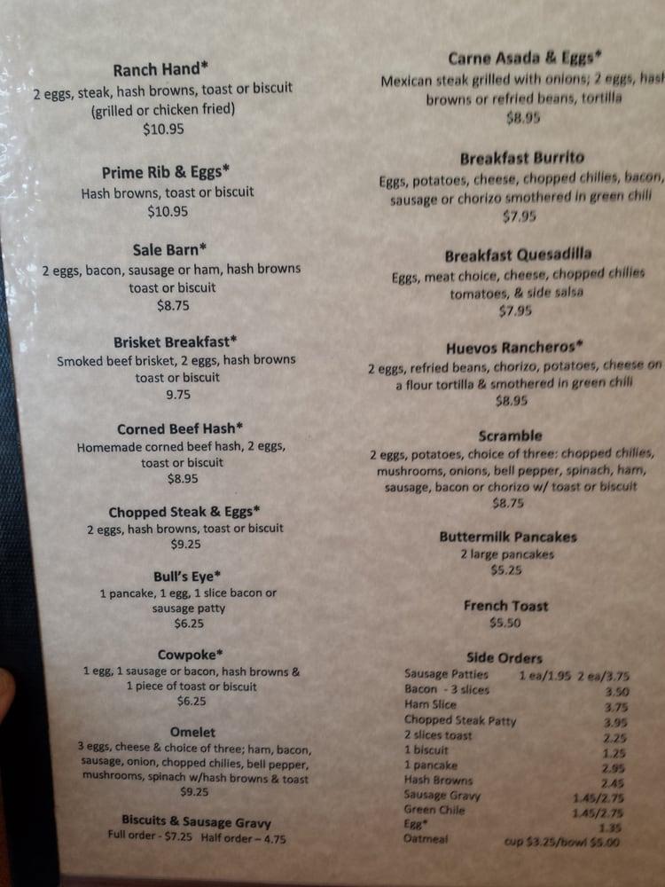 Menu at Strayhorn Grill steakhouse, Fruita, 456 Kokopelli Dr