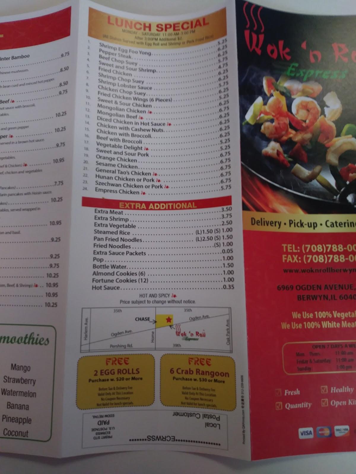 Menu at Wok N Roll Express restaurant, Berwyn, Ogden Ave #5