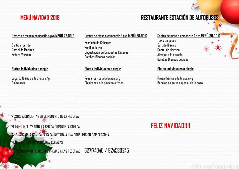 Menu at Cafetería Estación de Autobuses, Fuente de Cantos