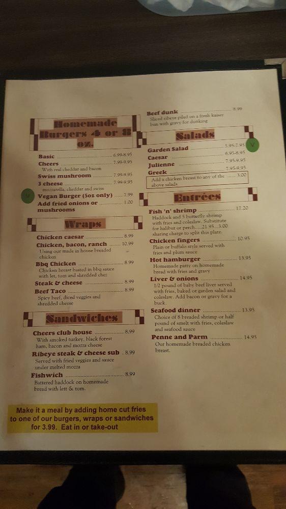 Menu au Cheers - Yia Mas Restaurant, Welland