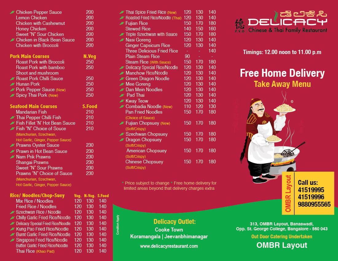 Menu at Delicacy Chinese & Thai Family Restaurant, Bengaluru, 313