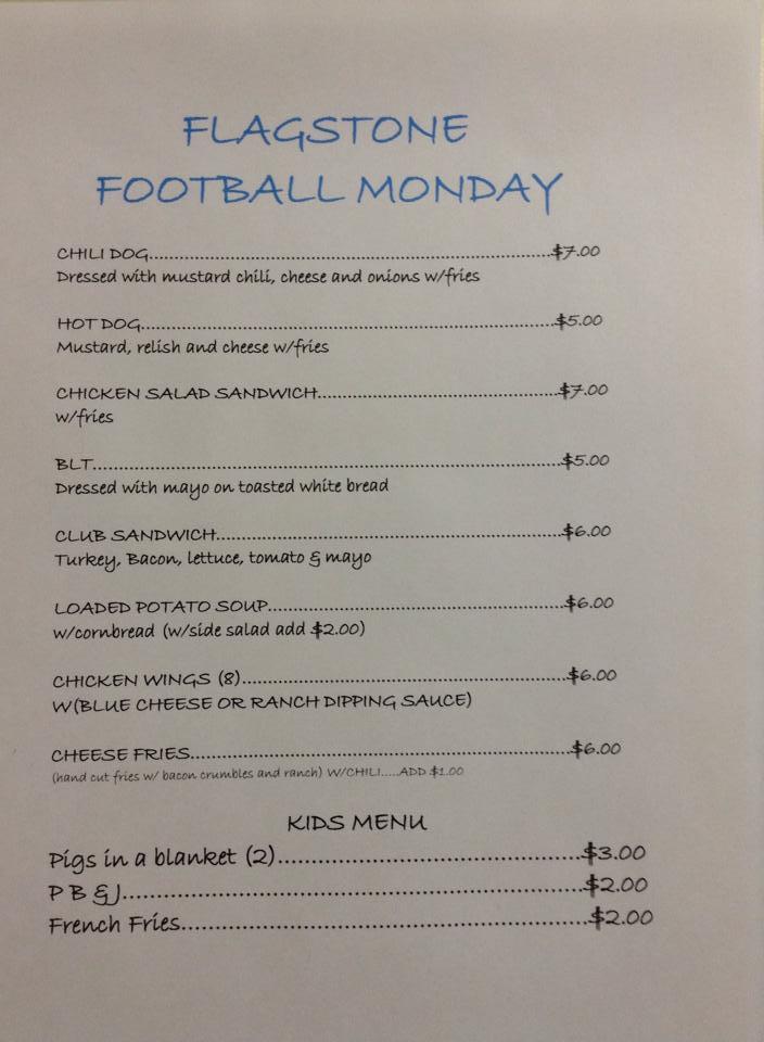 Carta de Flagstone Steakhouse, Shreveport