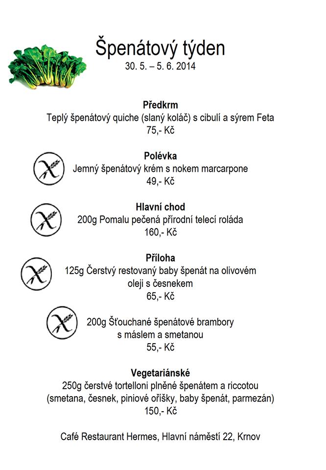 Menu at Hermes Cafe Restaurant, Krnov