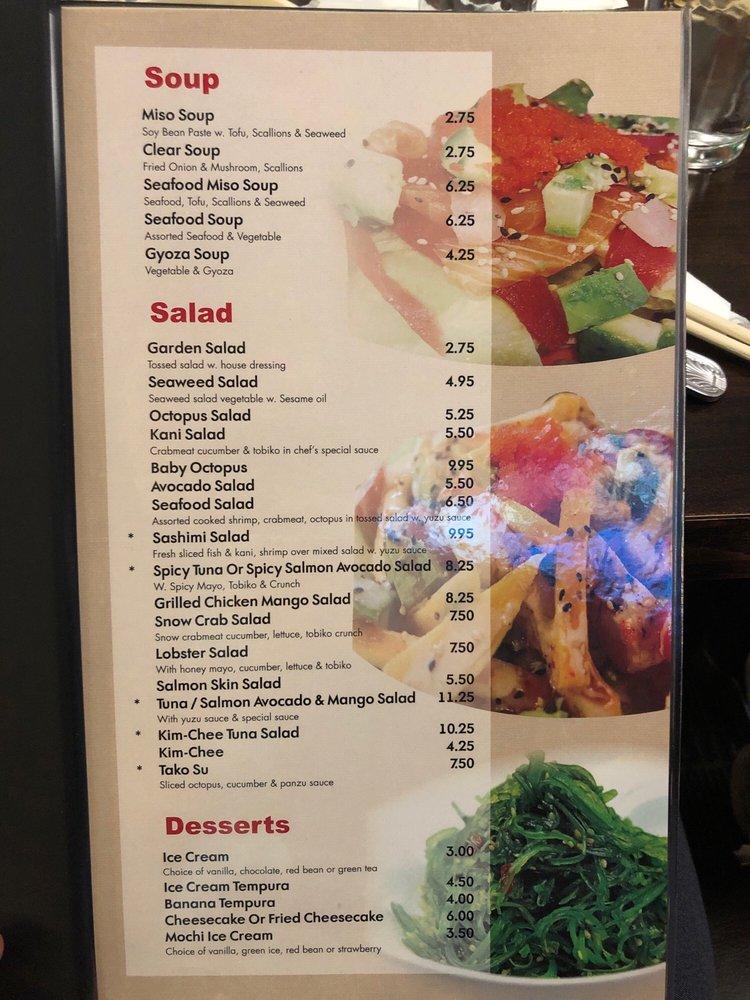 Menu at Osaka Japanese Restaurant, Lexington