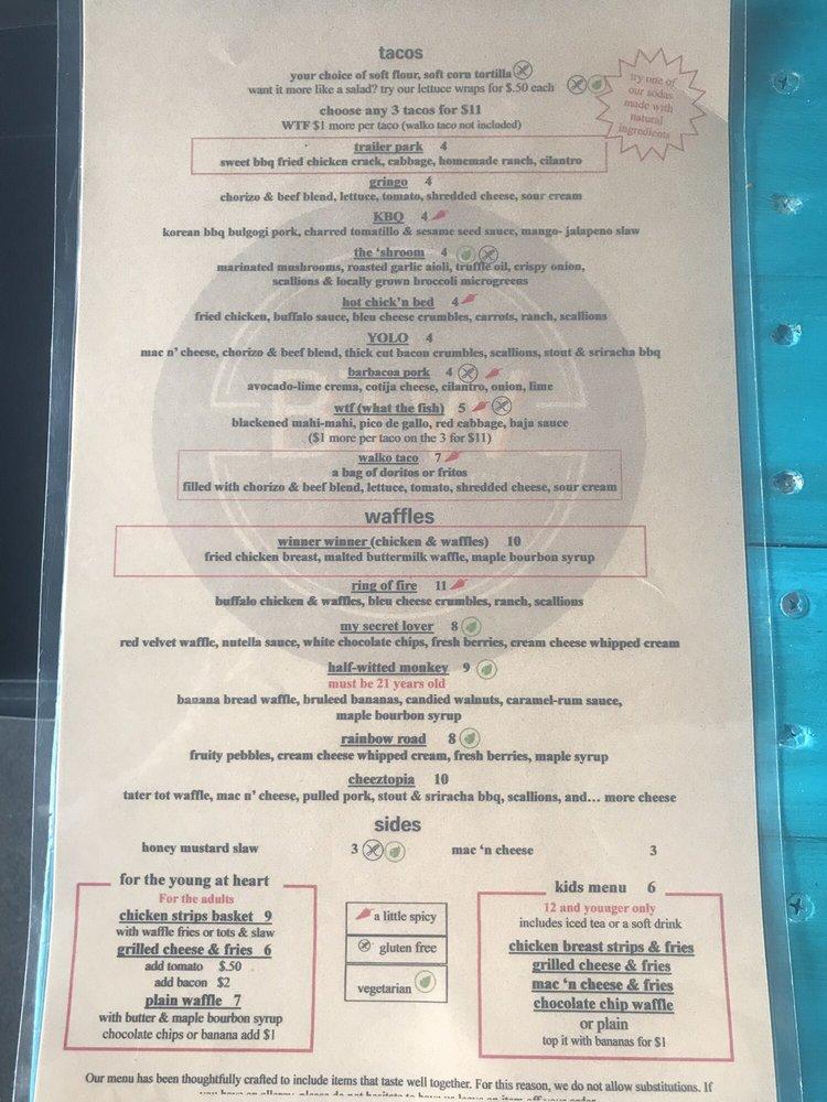 Menu at BTW - BURGERS TACOS WAFFLES restaurant, Tavares